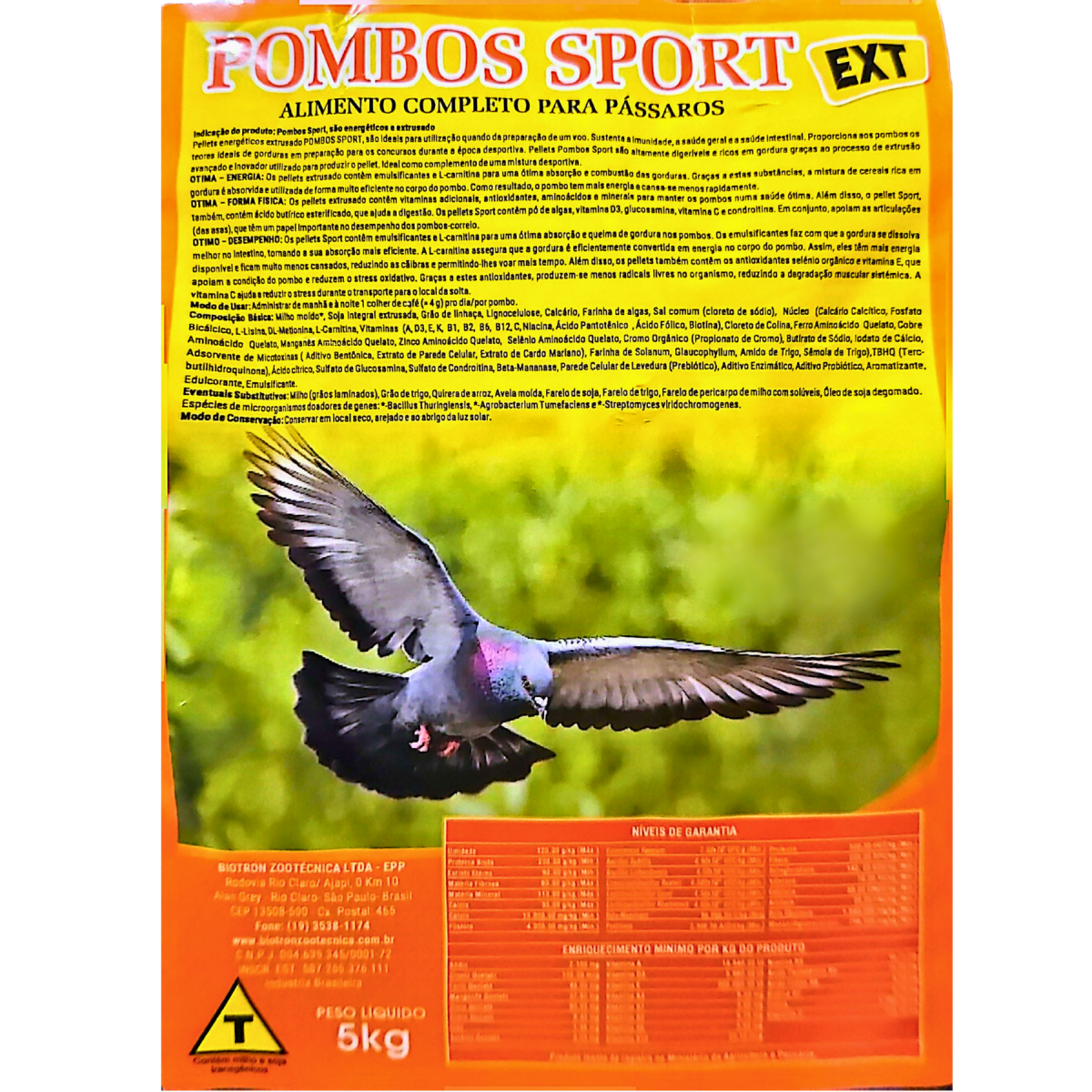 BIOTRON POMBOS RAÇÃO EXTRUSADO - SPORT - 5 KG